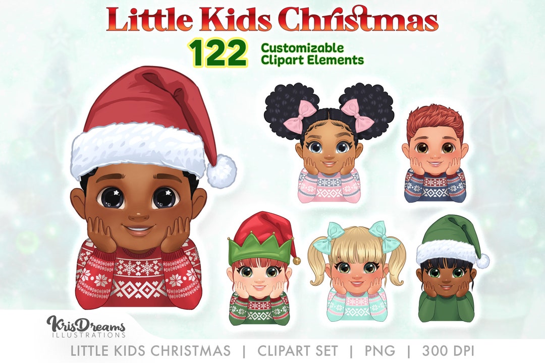Christmas Best Friends Clipart, Chibi Children Png, Kids Boys and Girls ...