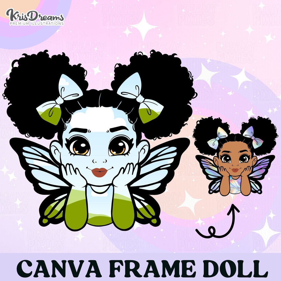 Chibi Butterfly Fairy Canva Frame Birthday Princess Canva Template ...
