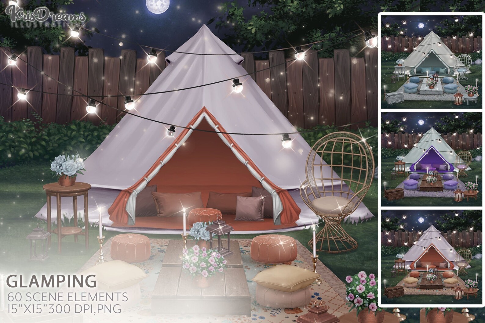 Camping Background Scene Creator Glamping Background - Etsy