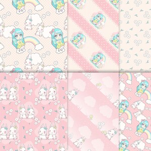 Kawaii Chibi Fairy Clipart Digital Paper Bundle Seamless Pattern Pixie ...