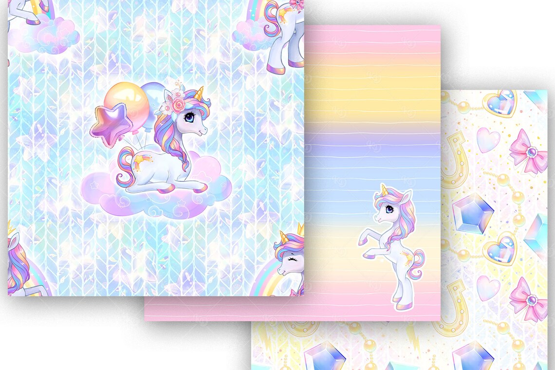 Unicorn Digital Paper Seamless Pattern Instant Download, Commercial Use ...