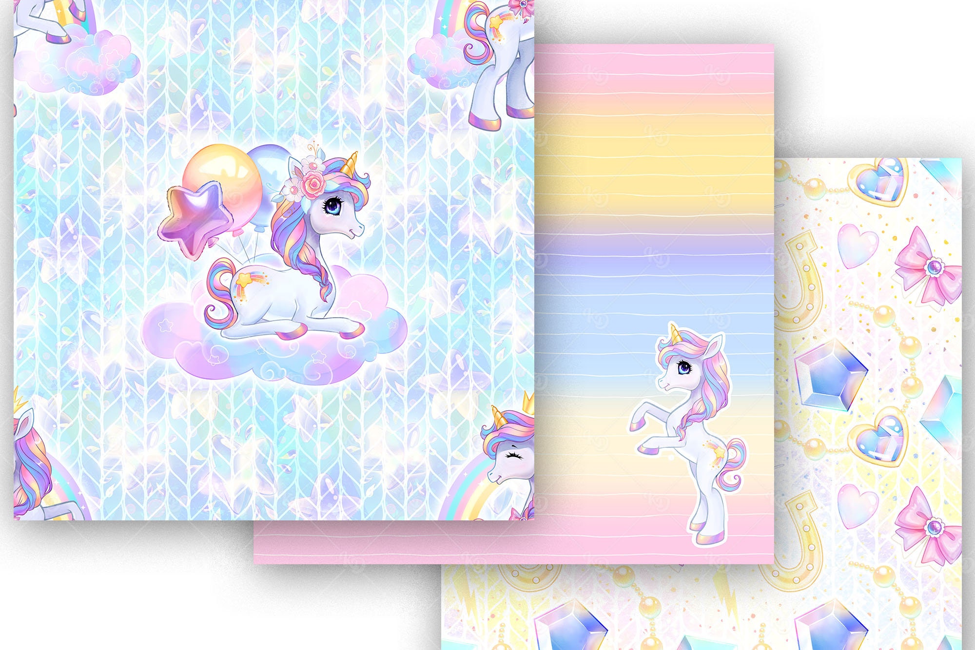 Unicorn Digital Paper Seamless Pattern Instant Download, Commercial Use ...
