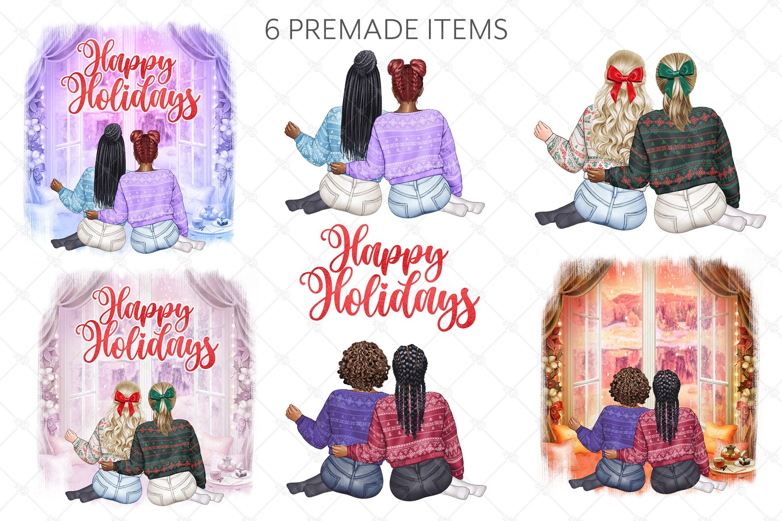 Best Friends Clipart Christmas Best Friends Personalized - Etsy