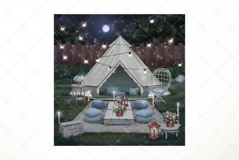 Camping Background Scene Creator Glamping Background | Etsy
