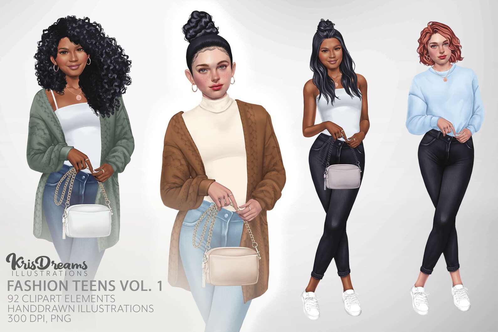 Teen Girls Clipart School Girls Png Fashion Girls Clipart - Etsy