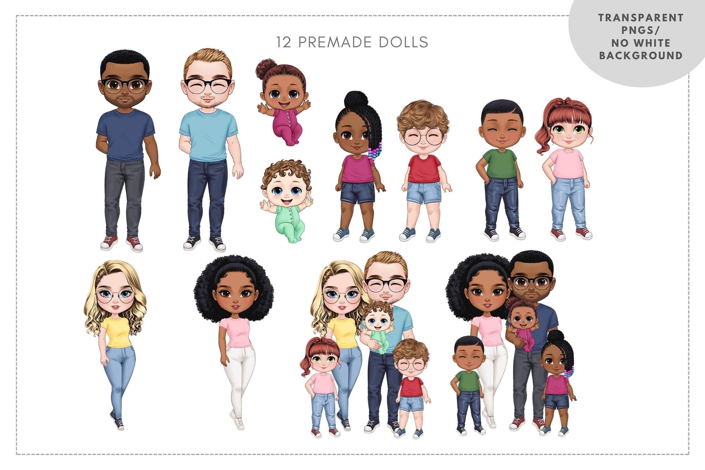 Chibi Family Clipart Bundle: Including Mom, Dad, Kids and Baby | Fun ...