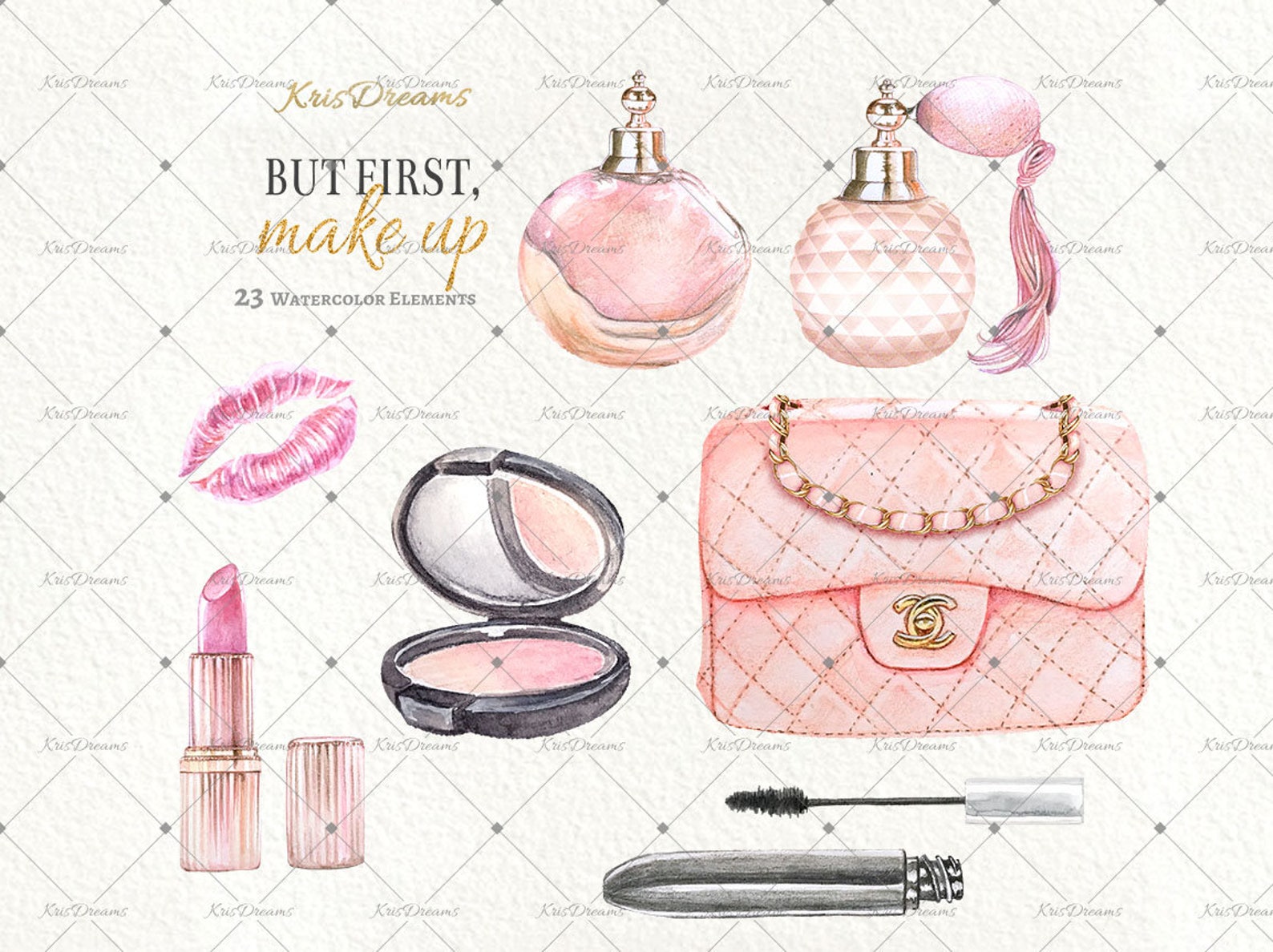 Fashion Clipart Watercolor Makeup Cosmetic Clip Art Beauty - Etsy