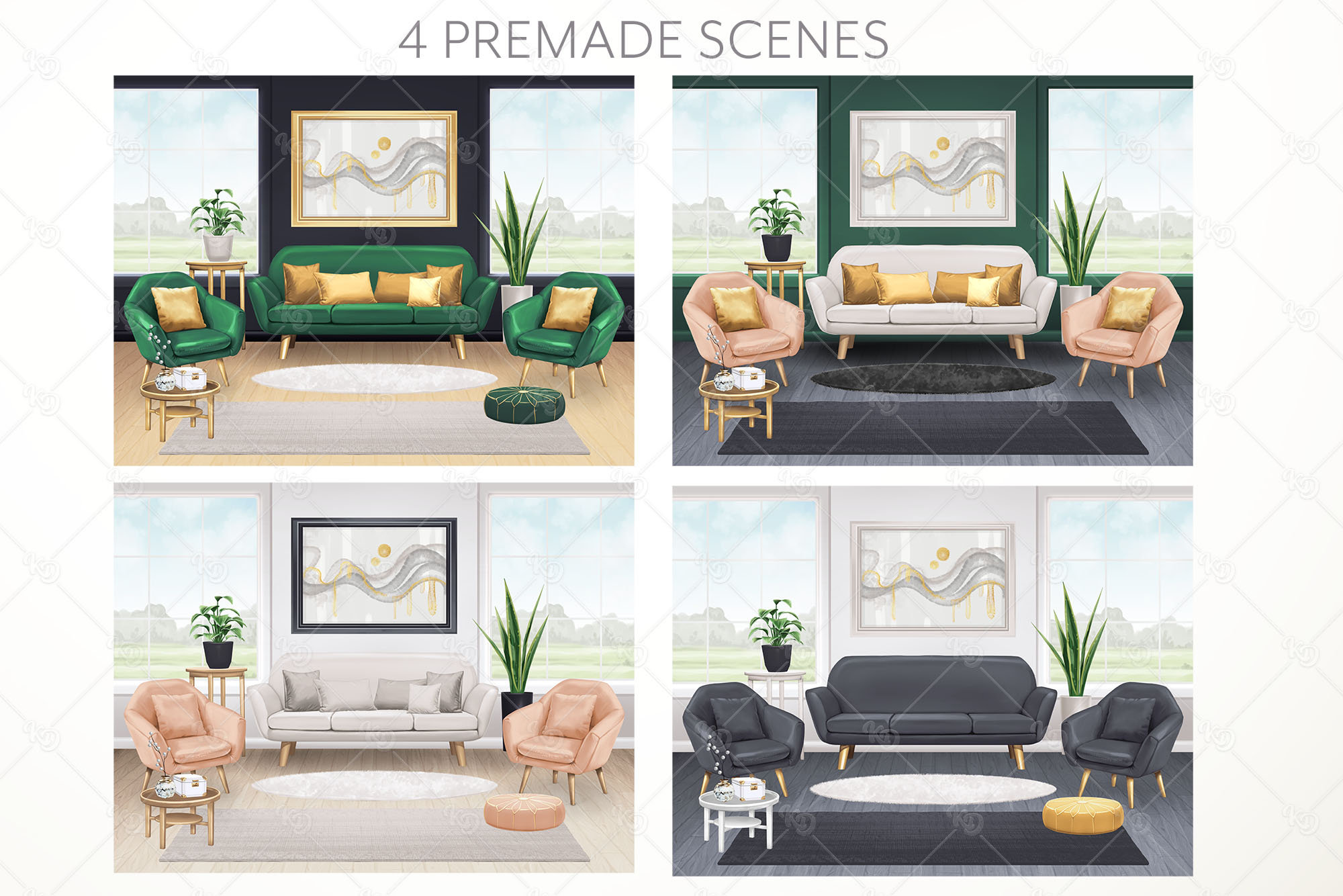Living Room Background Living Room Scene Interior Clipart | Etsy