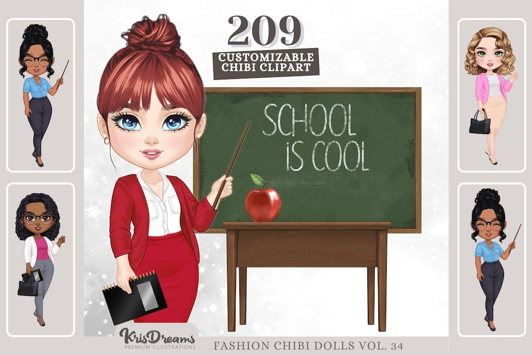 Chibi Cute Teacher Clipart, Teacher Clipart PNG, Back to School Clipart ...