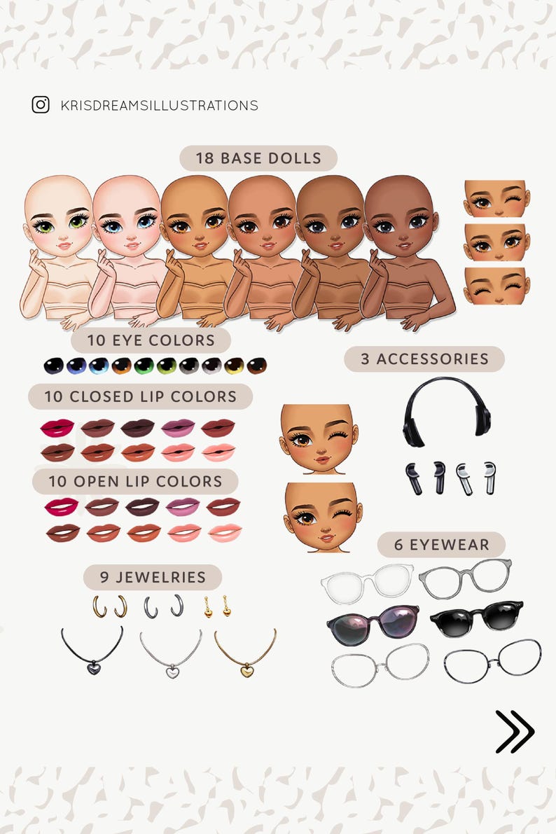 Chibi Style Build Your Own Character Clipart Set, Korean Heart Sign ...