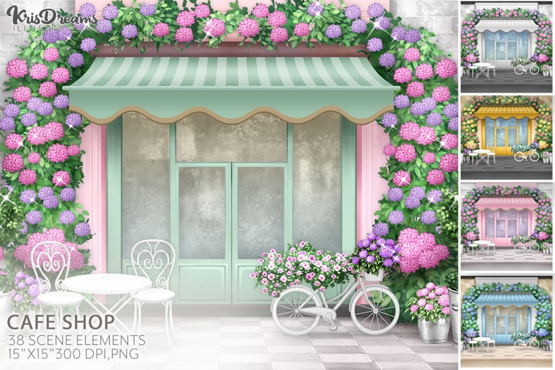 Cafe Shop Background Shop Scene Cafe Shop Scene Spring - Etsy