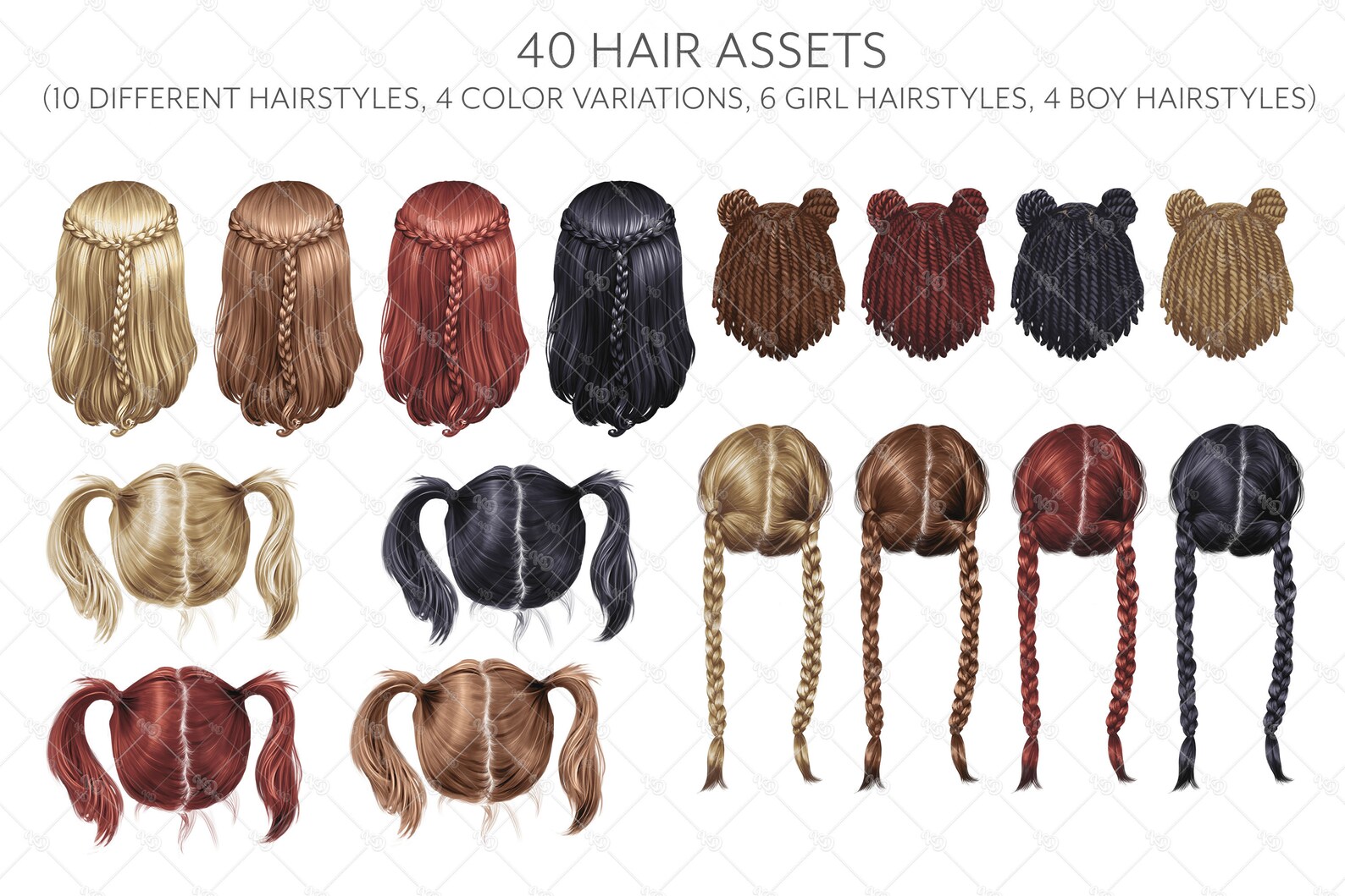 Kids Hair Clipart Fashion Girl Clipart Black Girl Hairstyle - Etsy