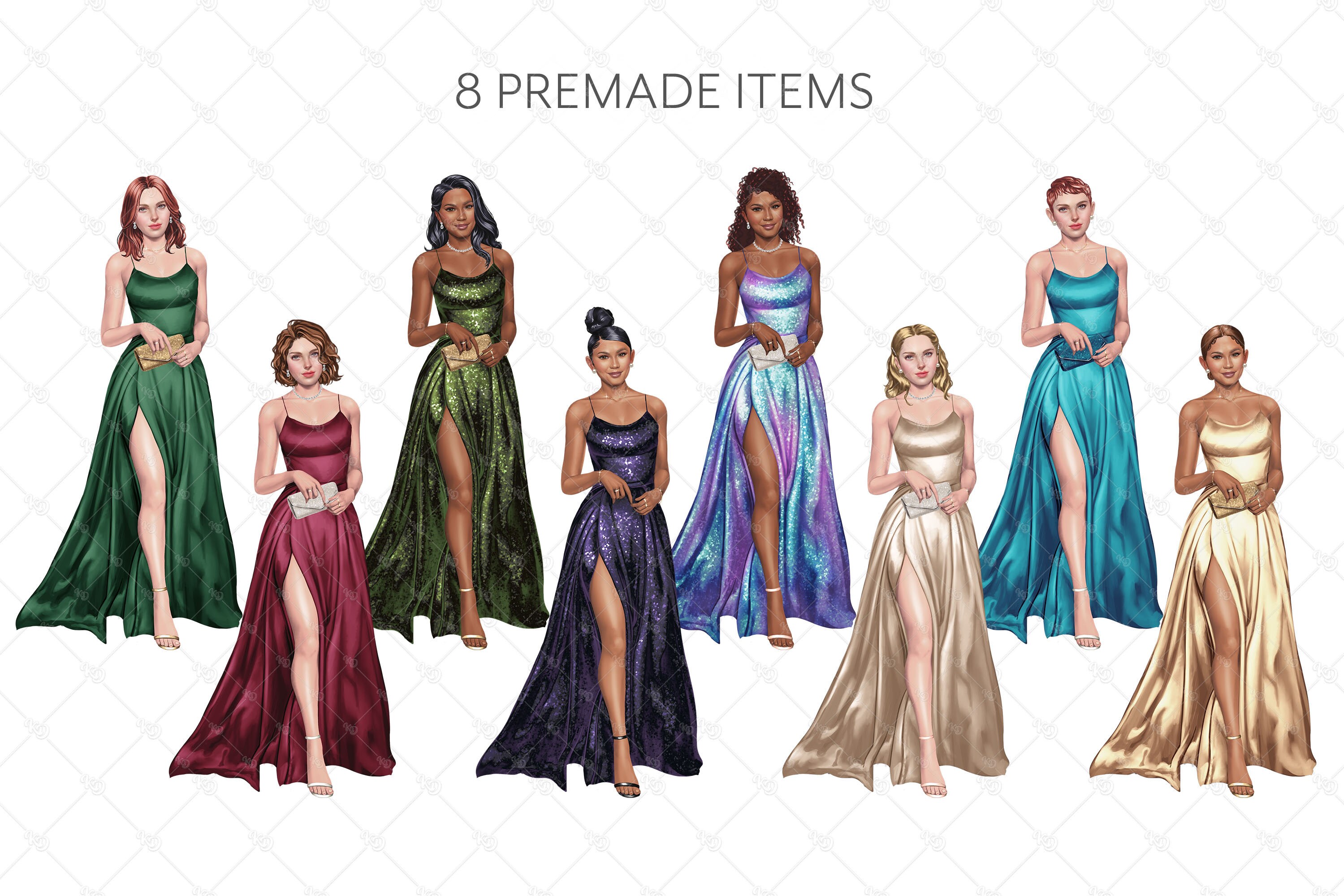 Teen Girls Clipart Prom Night Png Fashion Girls Clipart | Etsy