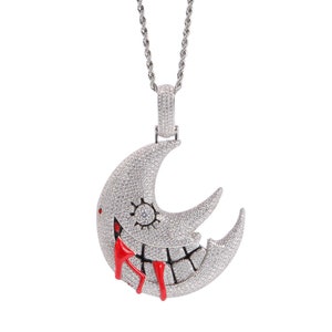 Super Iced Out Trippie Redd Moon Pendant Necklace Hip Hop Jewelry for ...