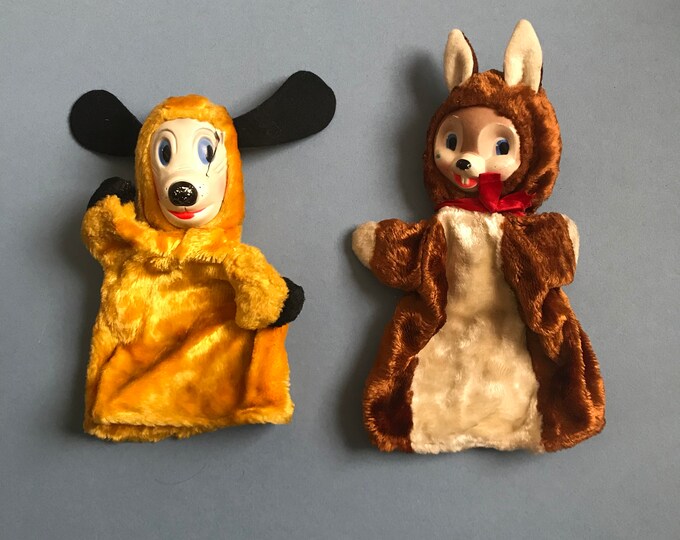 Set of Two Retro Puppets // Retro Toys // Vintage Hand Puppets - Etsy