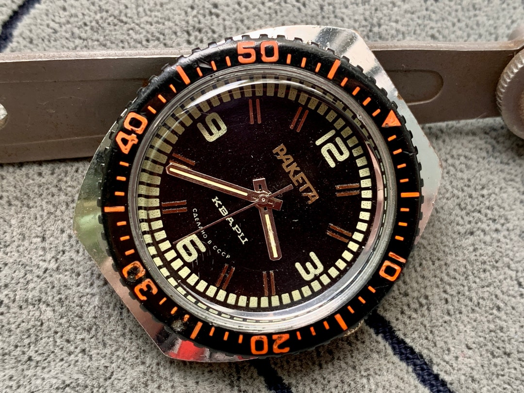 Reloj de cuarzo Raketa Amphibian vintage: fabricado en la URSS, pulsera ...