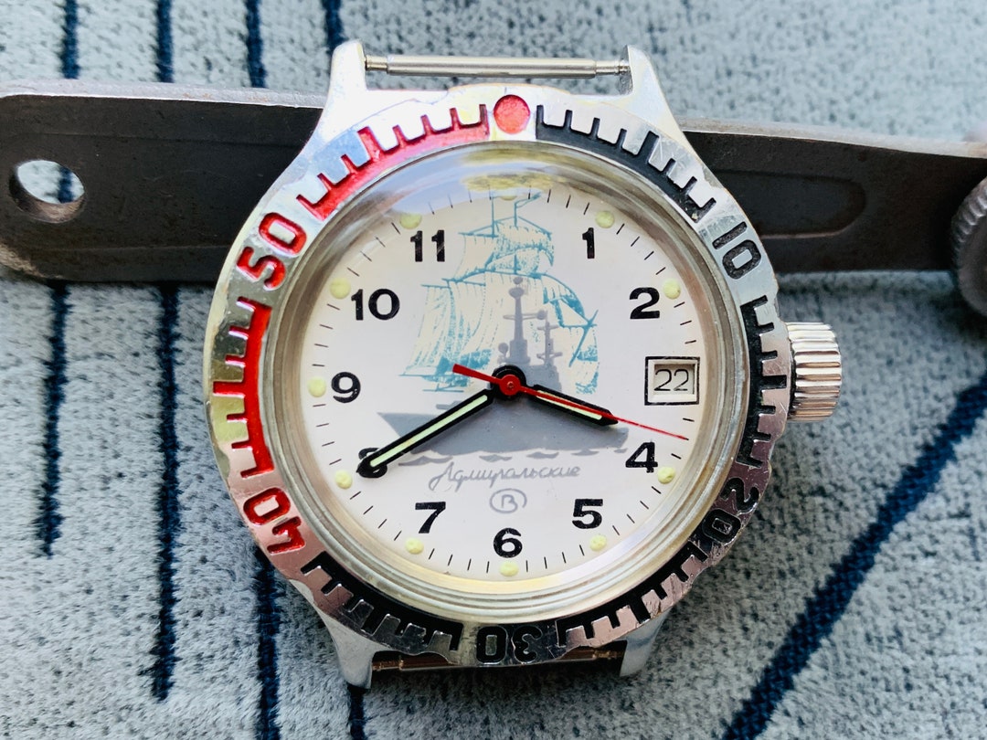 Men's Wrist Watch VOSTOK Amphibian Beautiful Navy Dial Chistopol Made ...