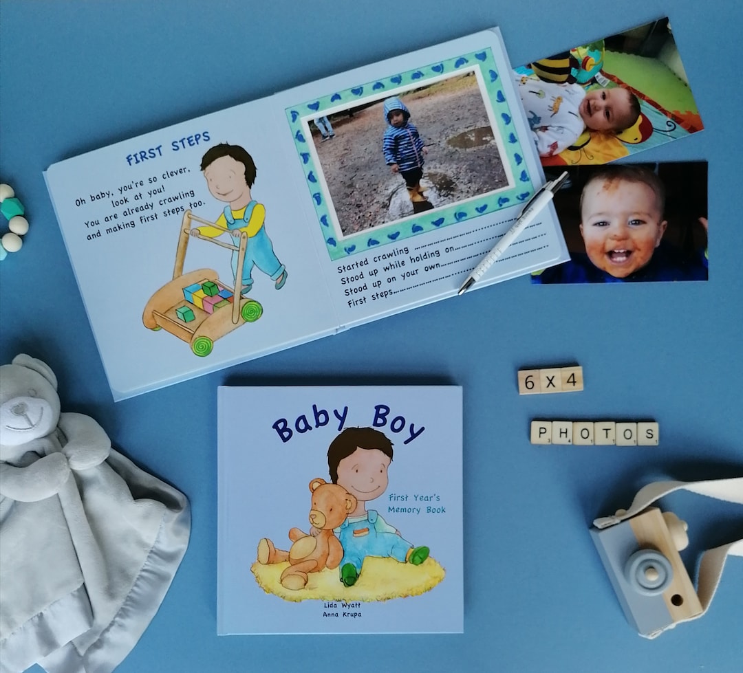 Baby Boy Memory Book: First Year Keepsake, Photo Album - V2 - Etsy