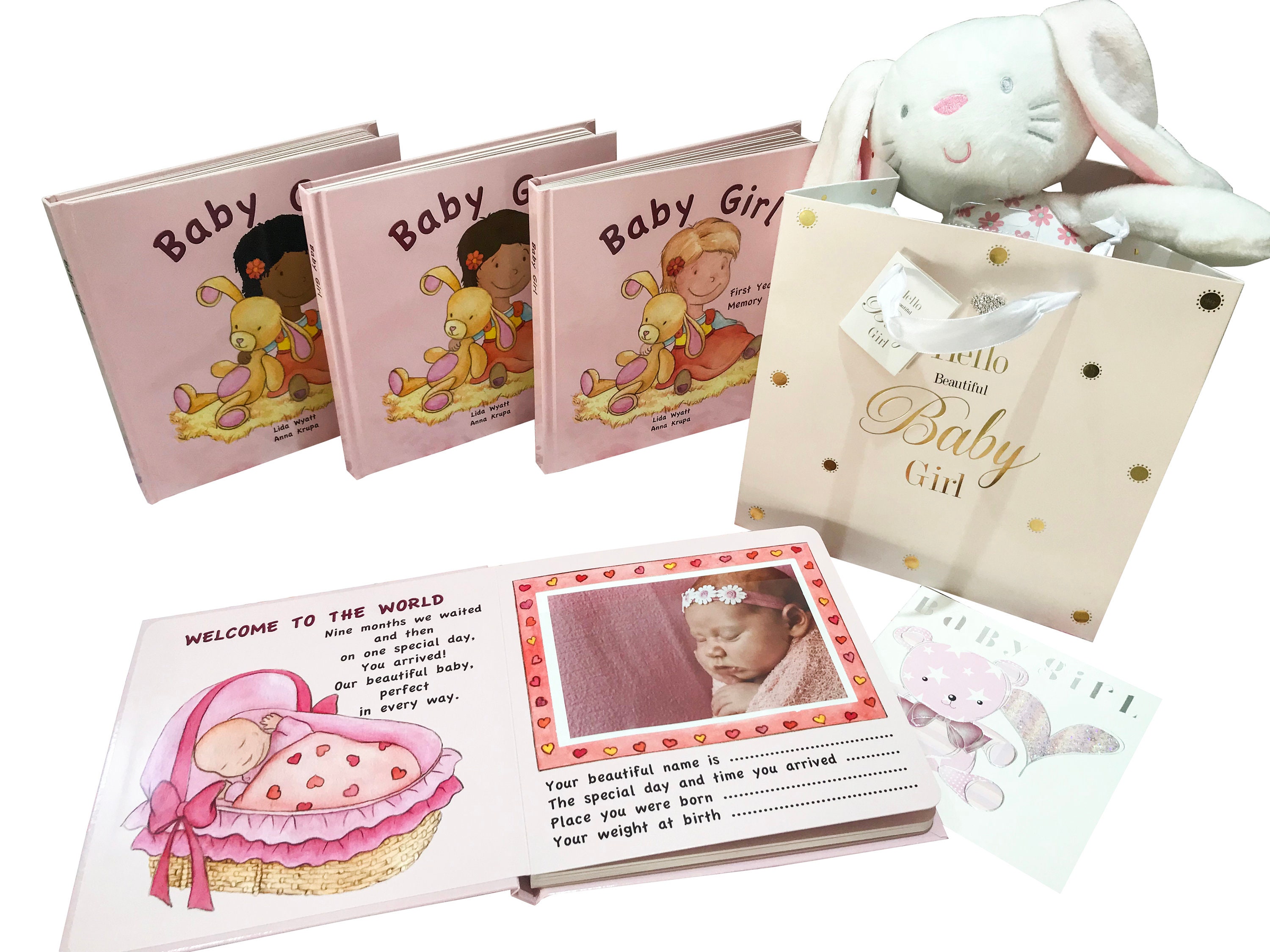 Baby Girl First Year's Memory Book - Black Hair/Dark Skin