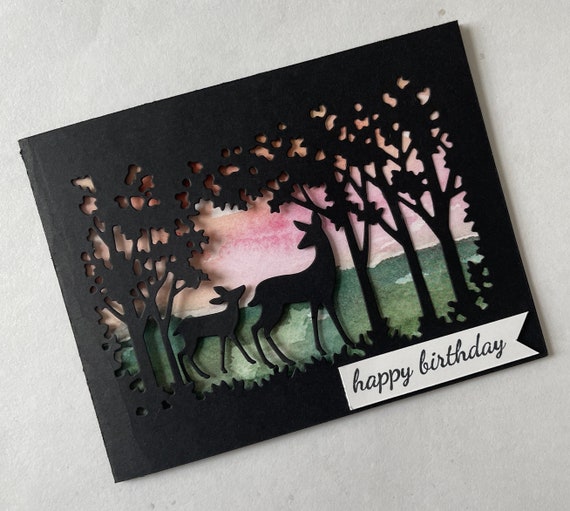 Fun Happy Birthday Card Tri-fold Greeting Card Deer Card - Etsy