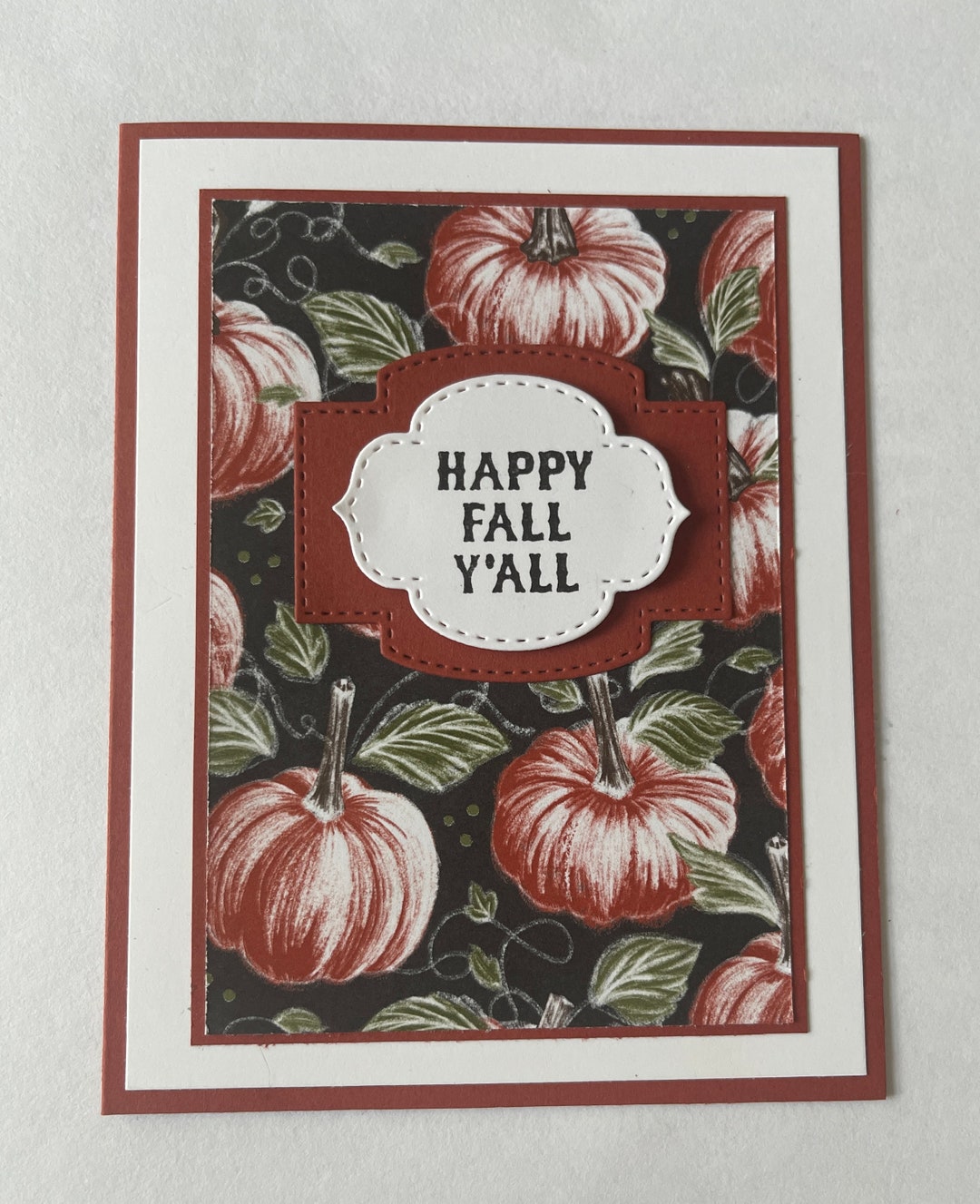 Fall Card, HAPPY FALL Y'ALL Card, Pretty Pumpkin Card, Card for Friend ...