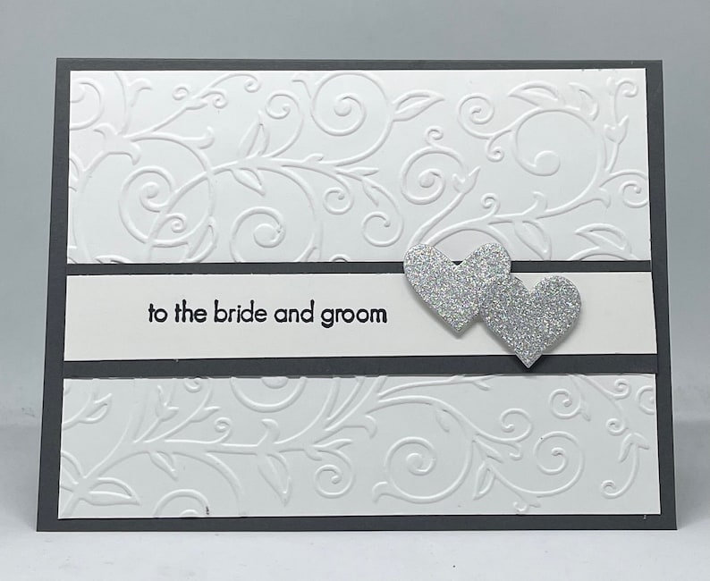 Silver Hearts Wedding Card, for the Bride and Groom, Congratulations ...