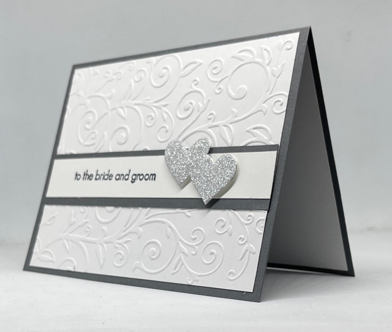Silver Hearts Wedding Card, for the Bride and Groom, Congratulations ...