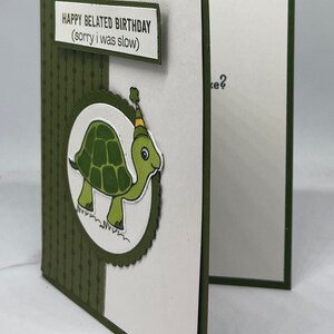 Turtle Belated Birthday Card, Funny Birthday Card, Happy Belated ...
