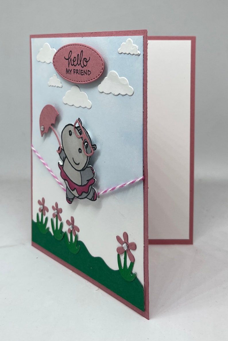 Fun Hippopotamus Card, Hippest Hippo Card, Adorable Friend Card, Card ...