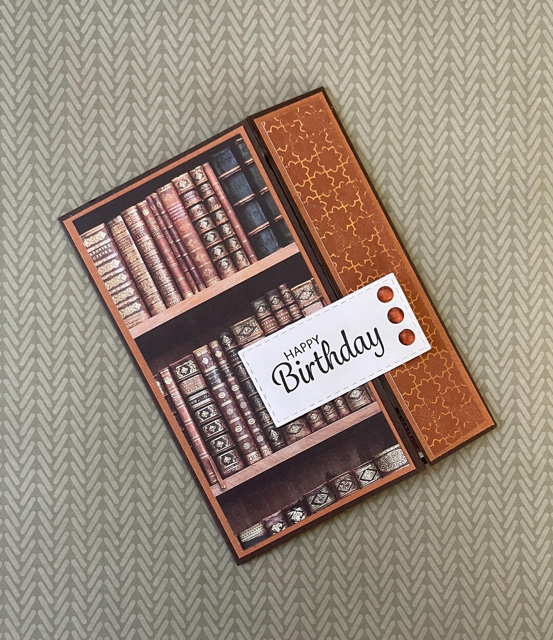 Masculine Library Birthday Card, Female Birthday Card, Fun Fold ...