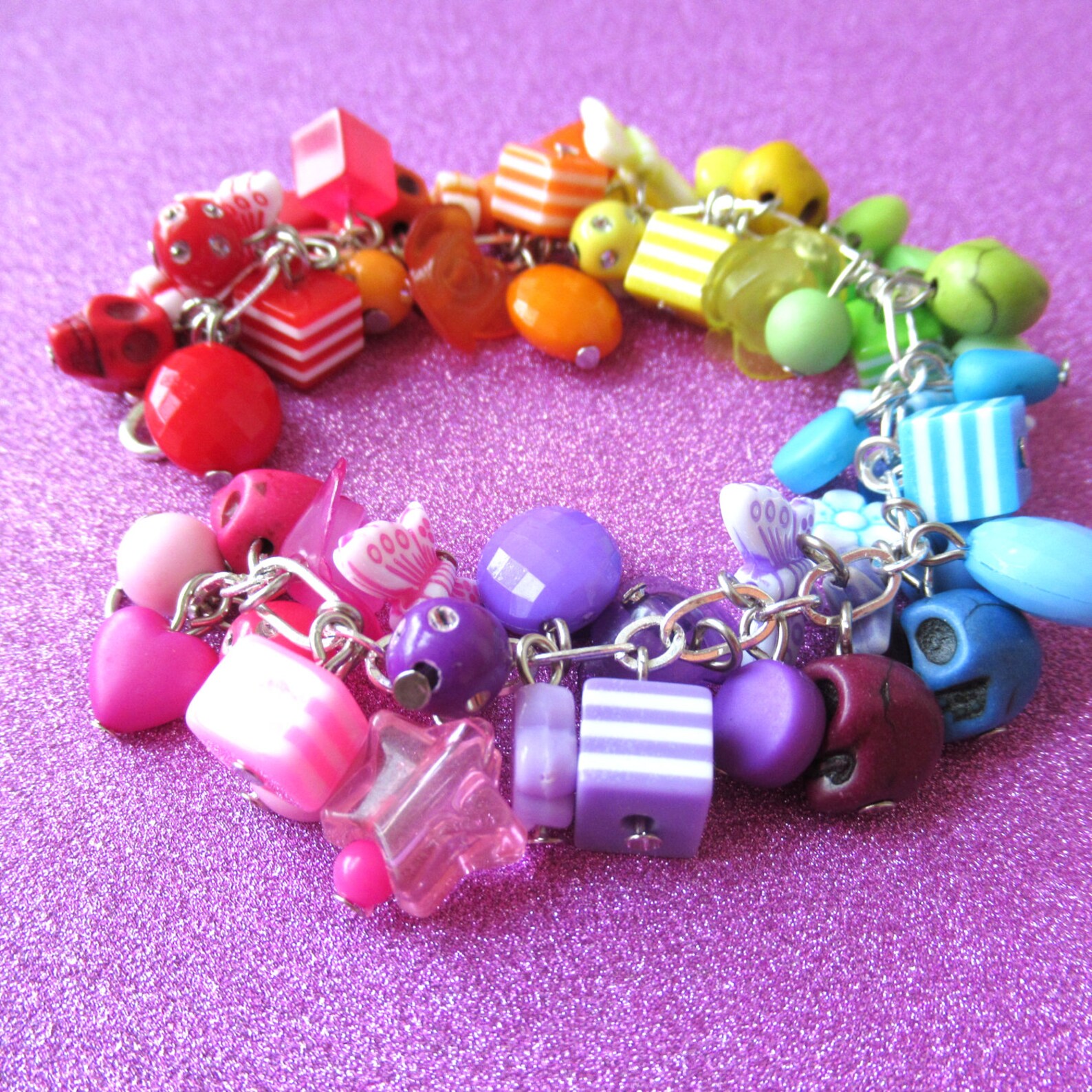 Rainbow Charm Bracelet Colourful Bracelet Kawaii Bracelet - Etsy