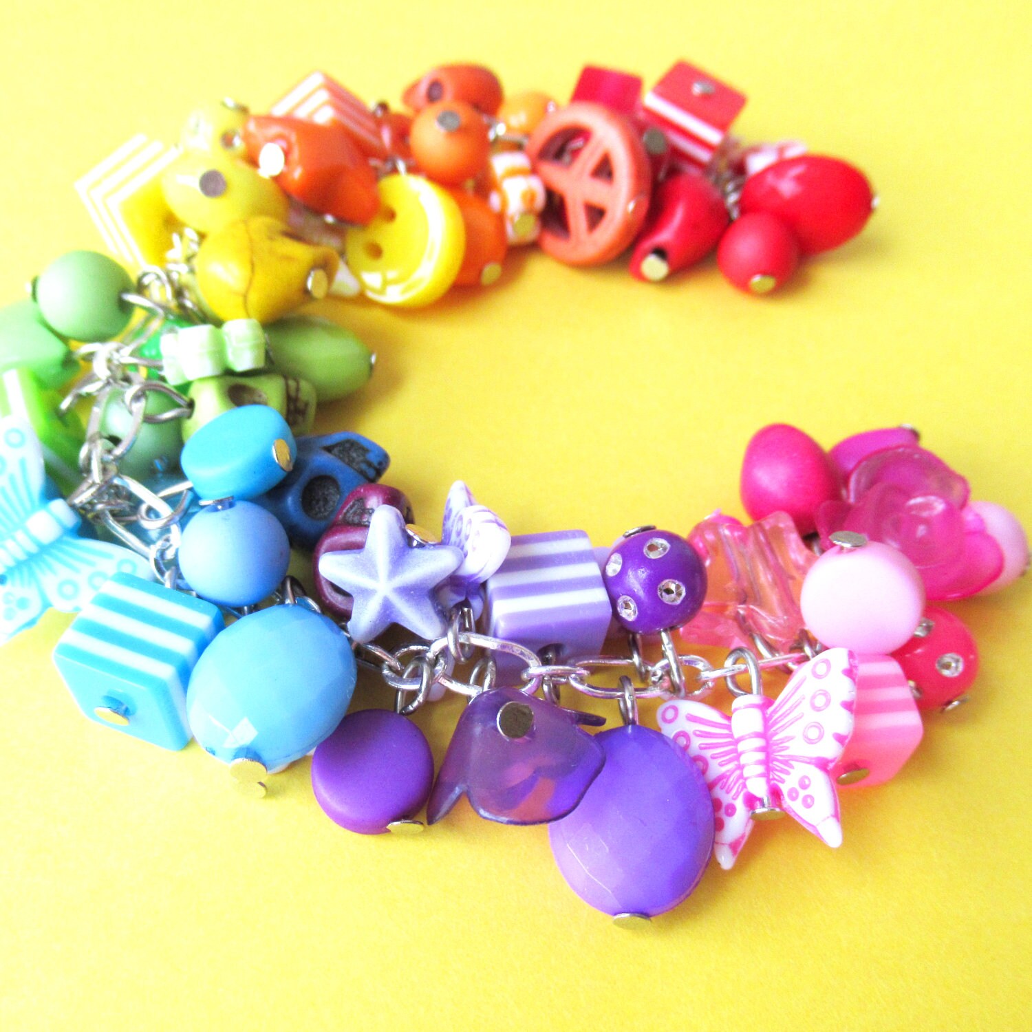 Rainbow Charm Bracelet Colourful Bracelet Kawaii Bracelet - Etsy