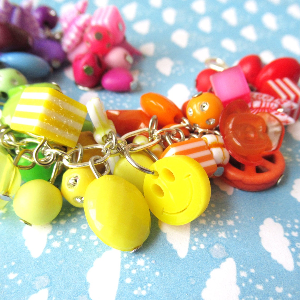 Rainbow Charm Bracelet Colourful Bracelet Kawaii Bracelet - Etsy