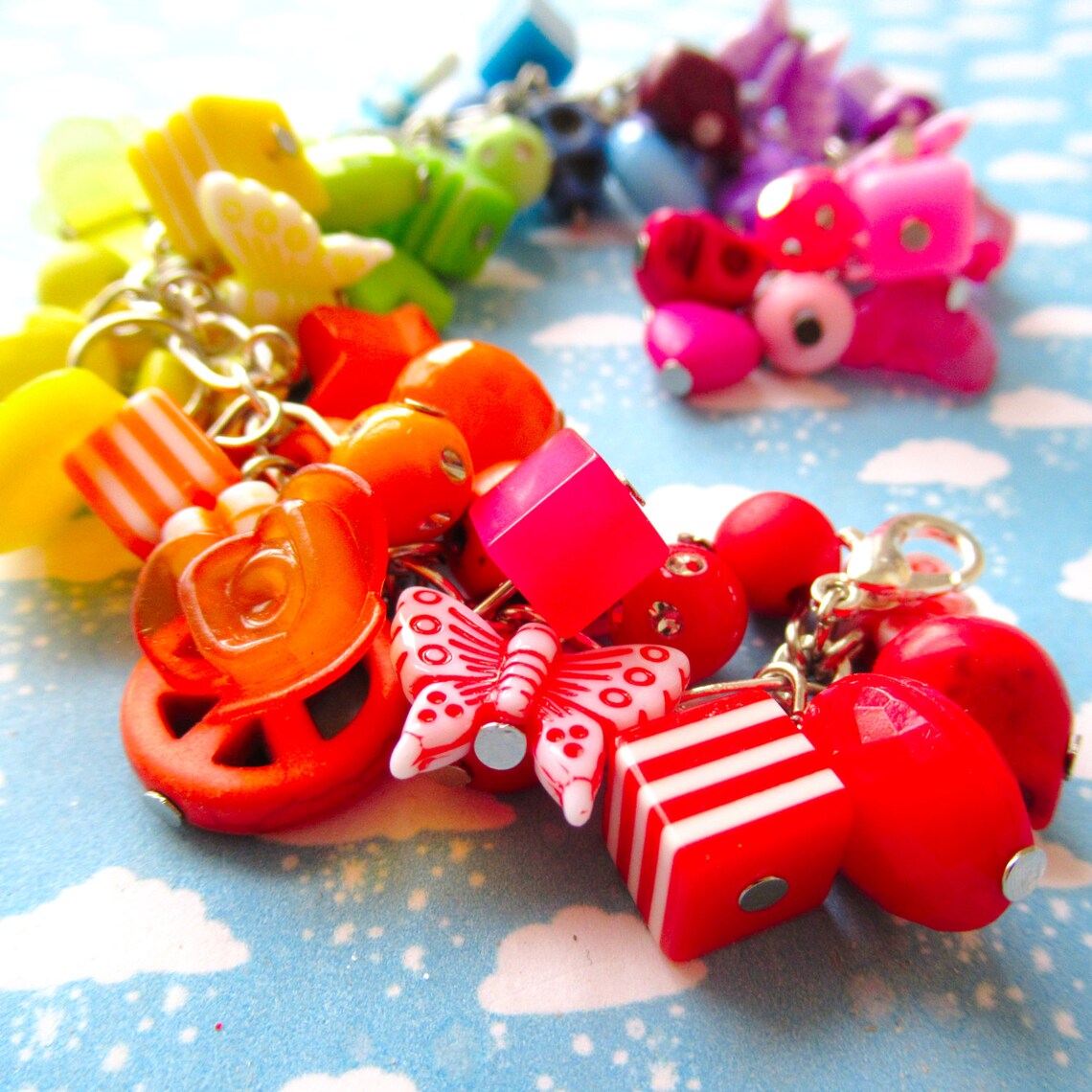 Rainbow Charm Bracelet Colourful Bracelet Kawaii Bracelet - Etsy