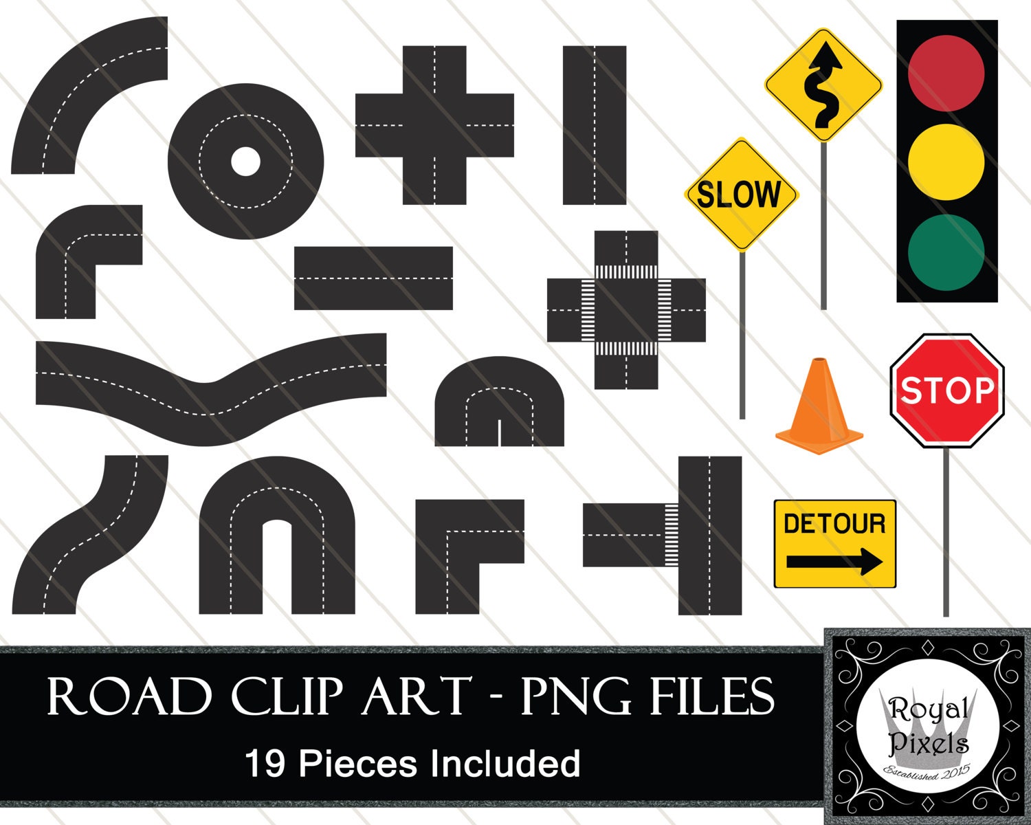 Road Pieces and Road Signs Construction Zone Clip Art 19 | Etsy