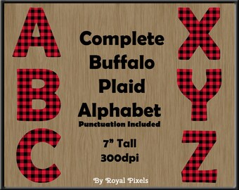 Lumberjack Buffalo Plaid Set UPPERCASE Alphabet 26 | Etsy