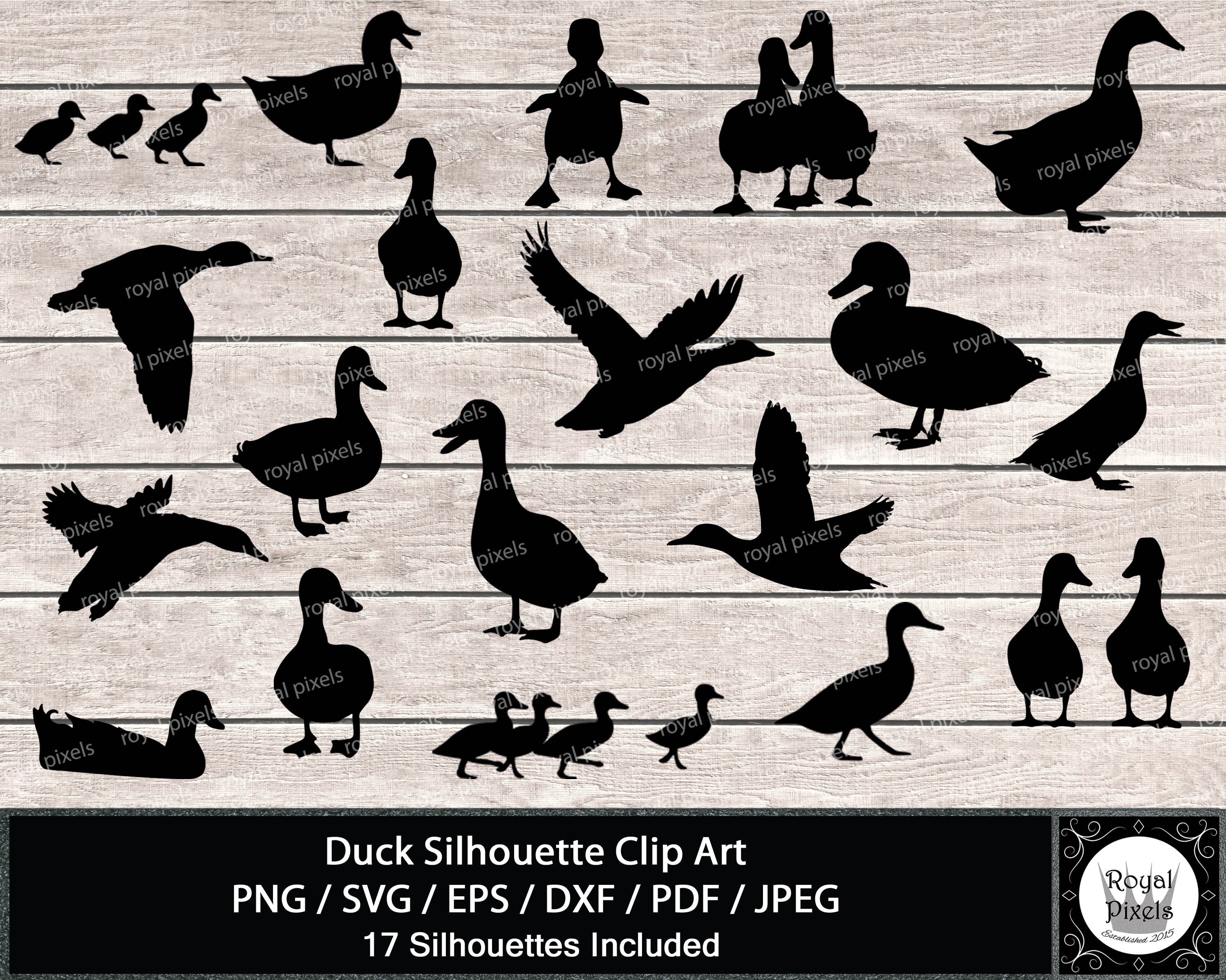 Duck Silhouette Clip Art Set Mallard Duck Silhouette 17 | Etsy