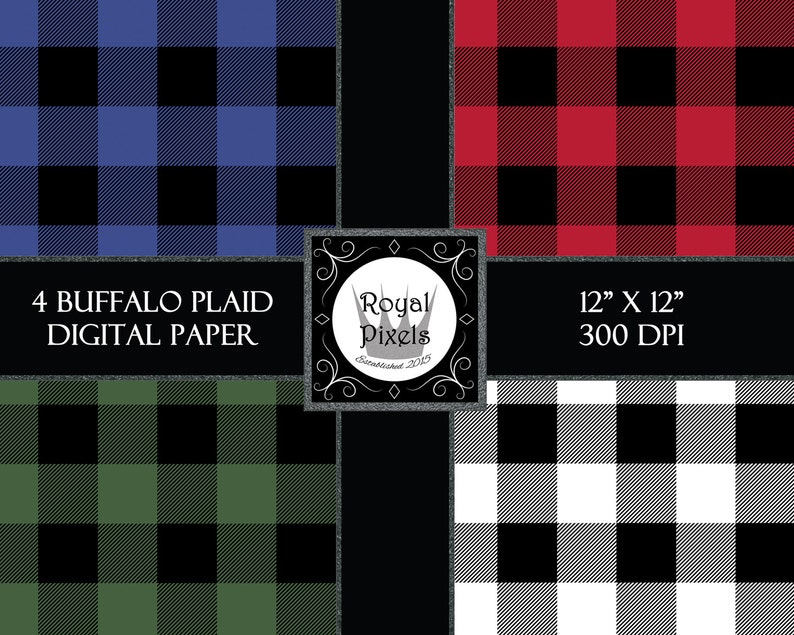Buffalo Plaid Set 4 Digital Paper Backgrounds Rustic | Etsy