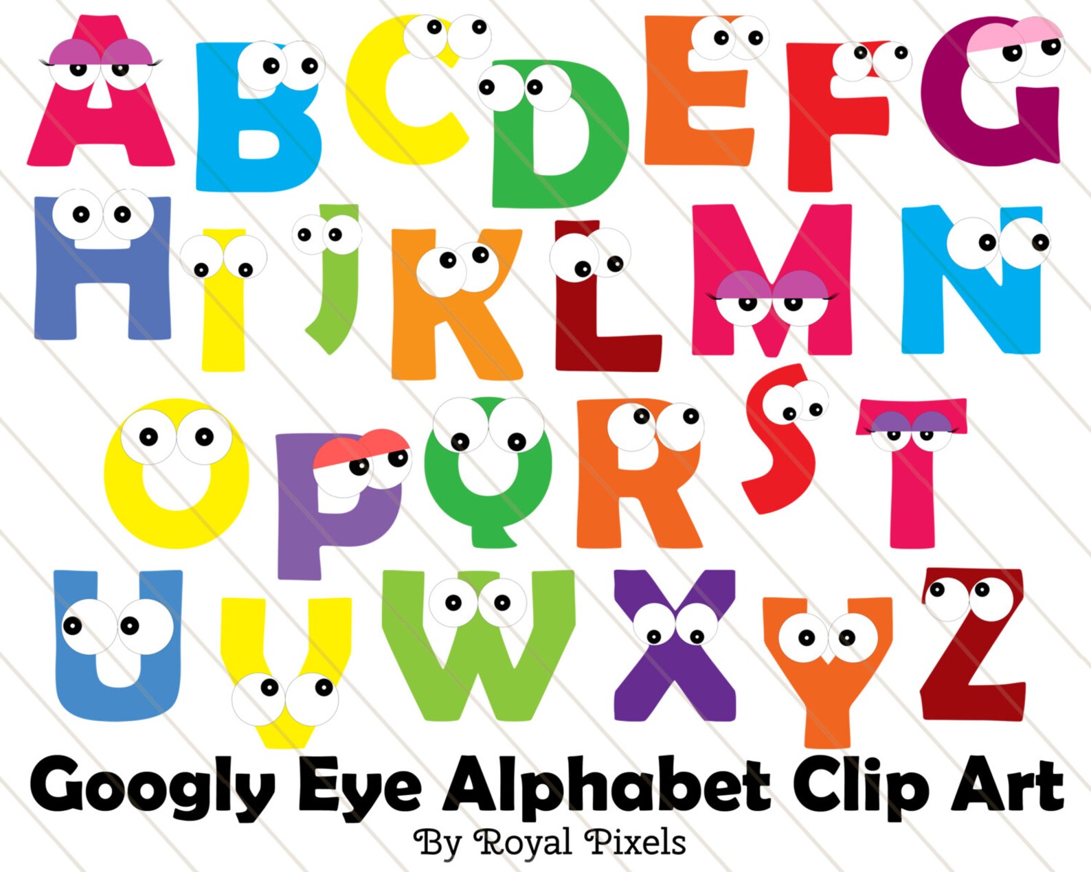 Googly Augen Alphabet Großbuchstaben ClipArt 26 Buchstaben | Etsy