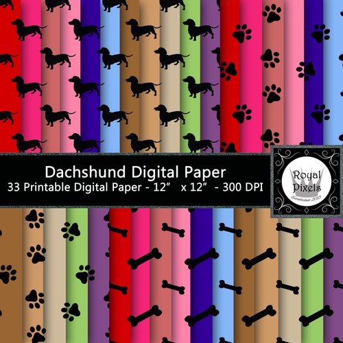 Dachshund Digital Paper Dog Backgrounds Printable - Etsy