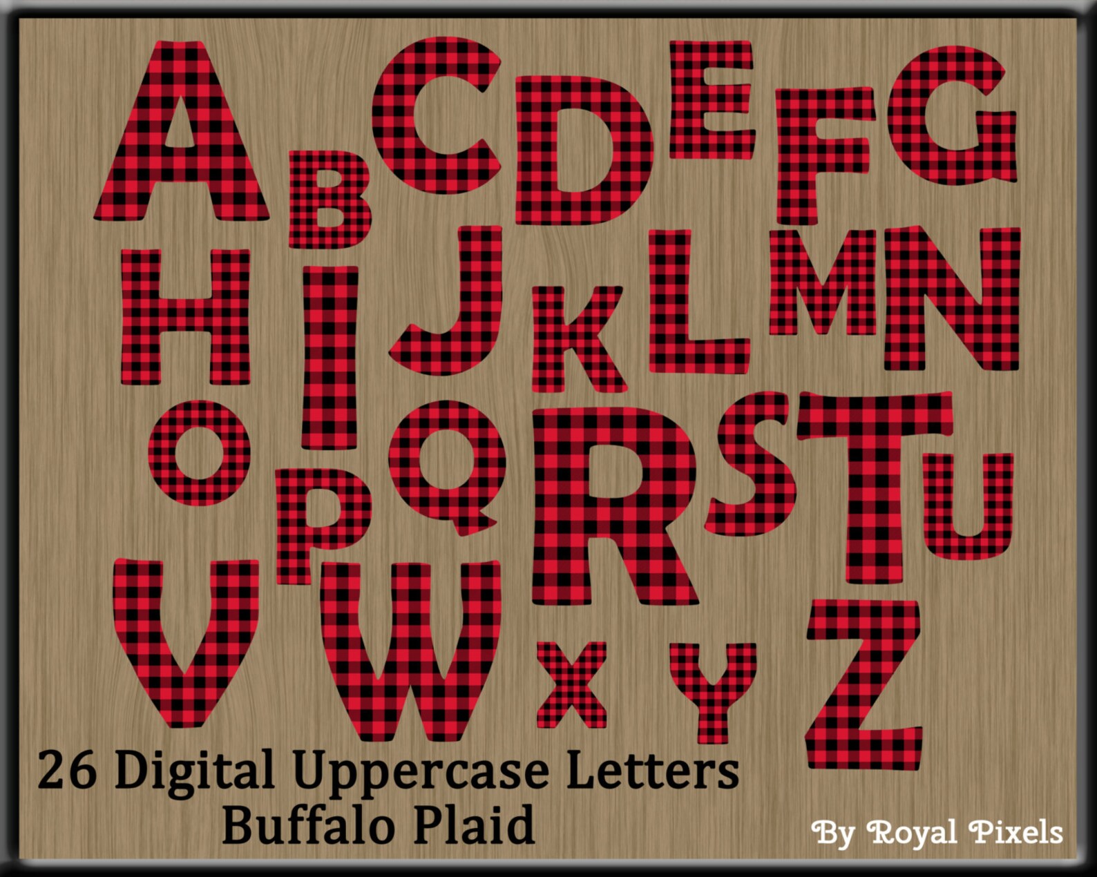 Lumberjack Buffalo Plaid Set UPPERCASE Alphabet 26 - Etsy