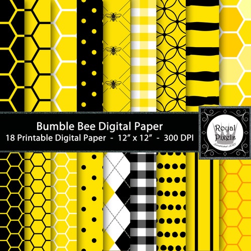 Bumble Bee Digital Paper Honey Scrapbook Papers Hive - Etsy