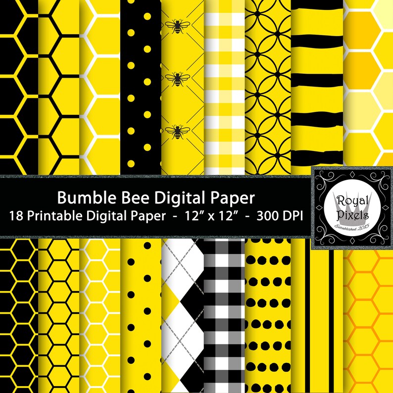 18 Bumble Bee Digital Paper Backgrounds Honey Bee Pattern - Etsy