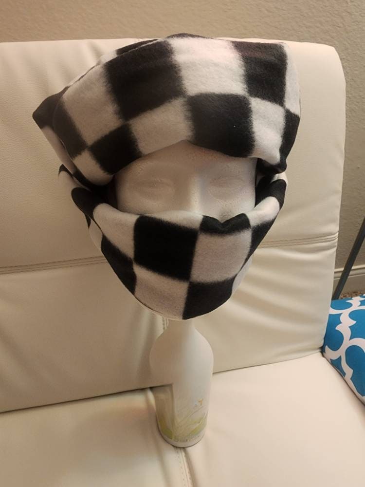 Black and White Checker Winter Hat - Etsy