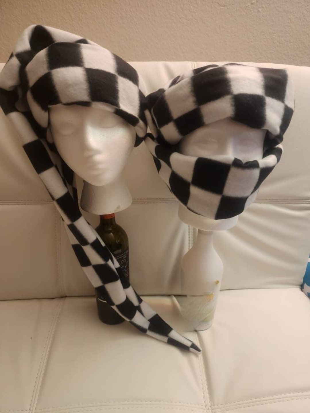 Black and White Checker Winter Hat - Etsy