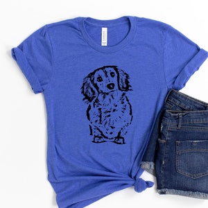 Long Haired Dachshund Head Tilt T-shirt, Cute Dachshund Gift, Wiener ...