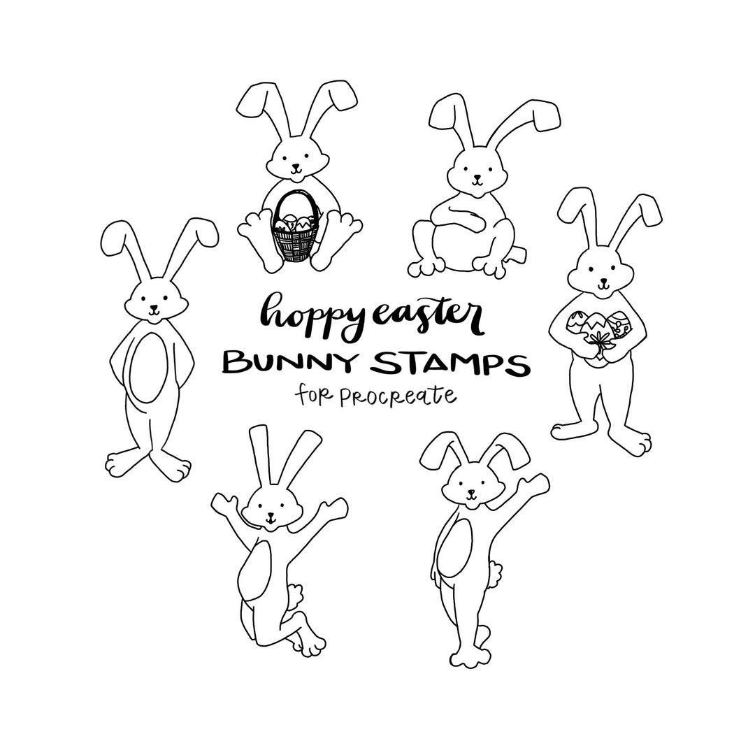 Easter Bunny Stamps for Ipad Procreate - Etsy