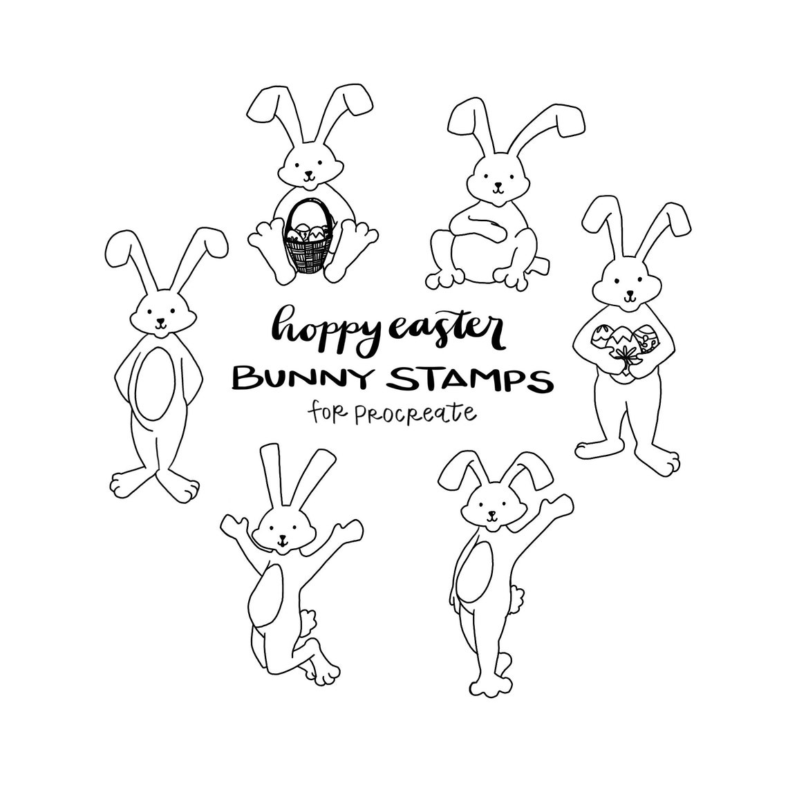 Easter Bunny Stamps for Ipad Procreate - Etsy