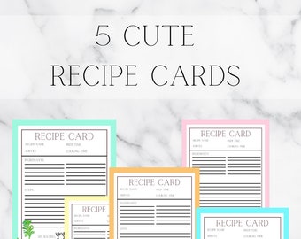 Cute Recipe Cards | Etsy