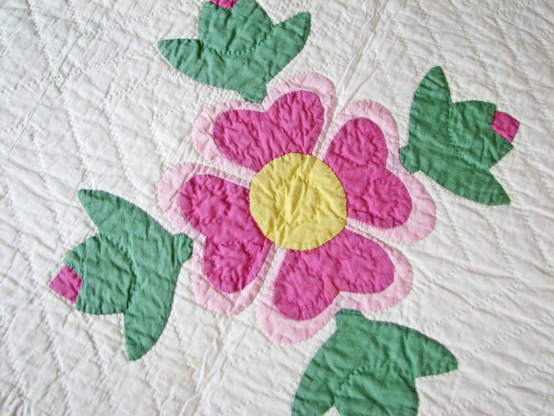 Gorgeous Vintage ROSE OF SHARON Applique Quilt 68 X - Etsy